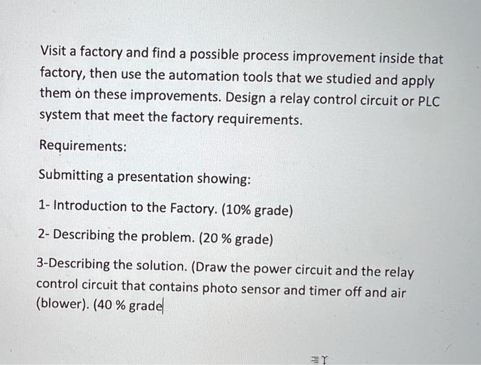 Solved Visit a factory and find a possible process | Chegg.com