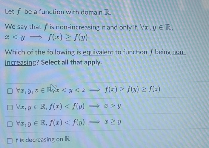 Solved Let f be a function with domain R. We say that f is | Chegg.com
