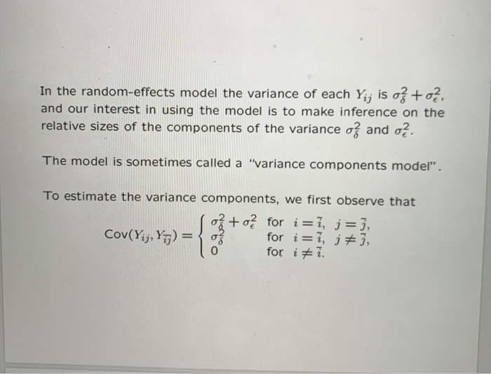 6. Consider the linear model Yij = 1 +81 + Eij; i = | Chegg.com