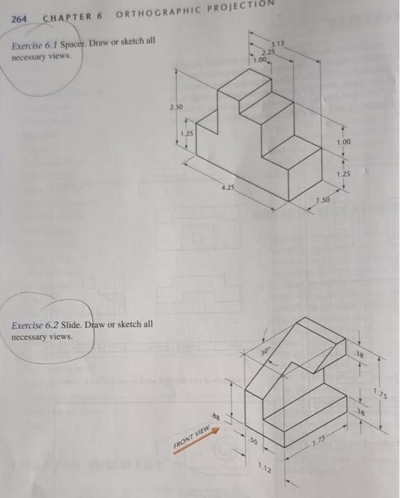 Solved 264 CHAPTER 6 ORTHOGRAPHIC PROJECTE Exercise 6.1 | Chegg.com