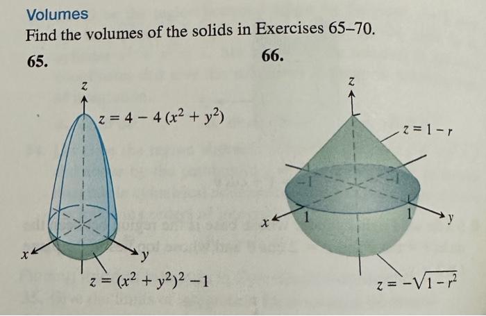Solved Volumes Find the volumes of the solids in Exercises | Chegg.com