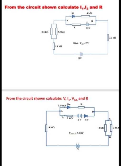 Solved From the circuit shown calculate I1,I2 and R From the | Chegg.com