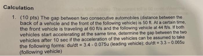 Solved Calculation 1. (10 pts) The gap between two | Chegg.com
