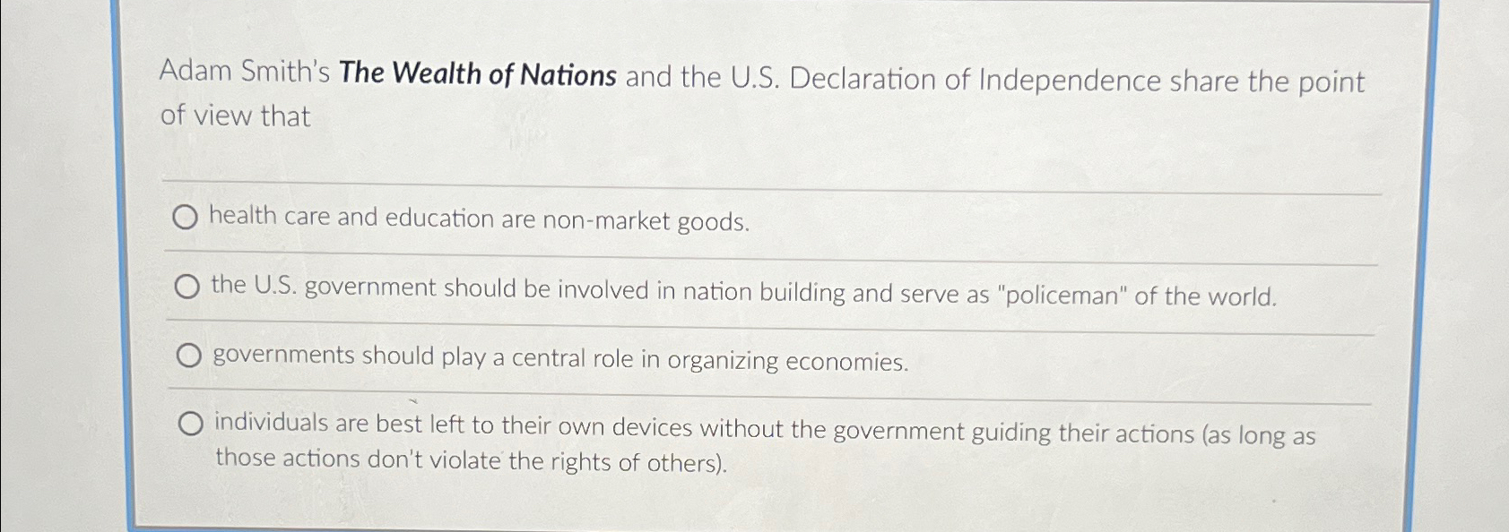 Solved Adam Smith's The Wealth of Nations and the U.S. | Chegg.com