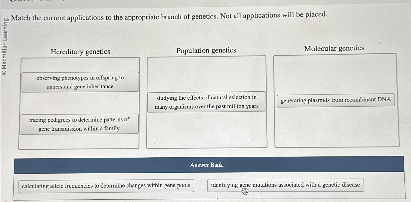 Solved Match the current applications to the appropriate | Chegg.com