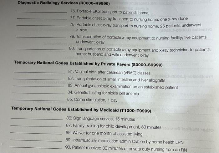 Solved Diagnostic Radiology Services (R0000-R9999) 76. | Chegg.com