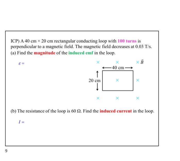 Solved ICP) A 40 cm×20 cm rectangular conducting loop with | Chegg.com