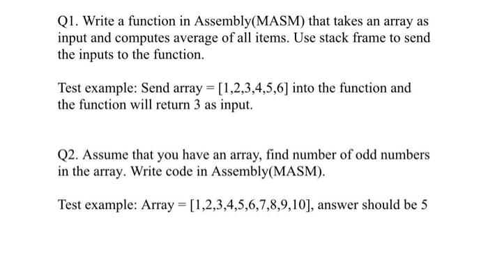 Solved Q1 Write A Function In Assemblymasm That Takes An 3202