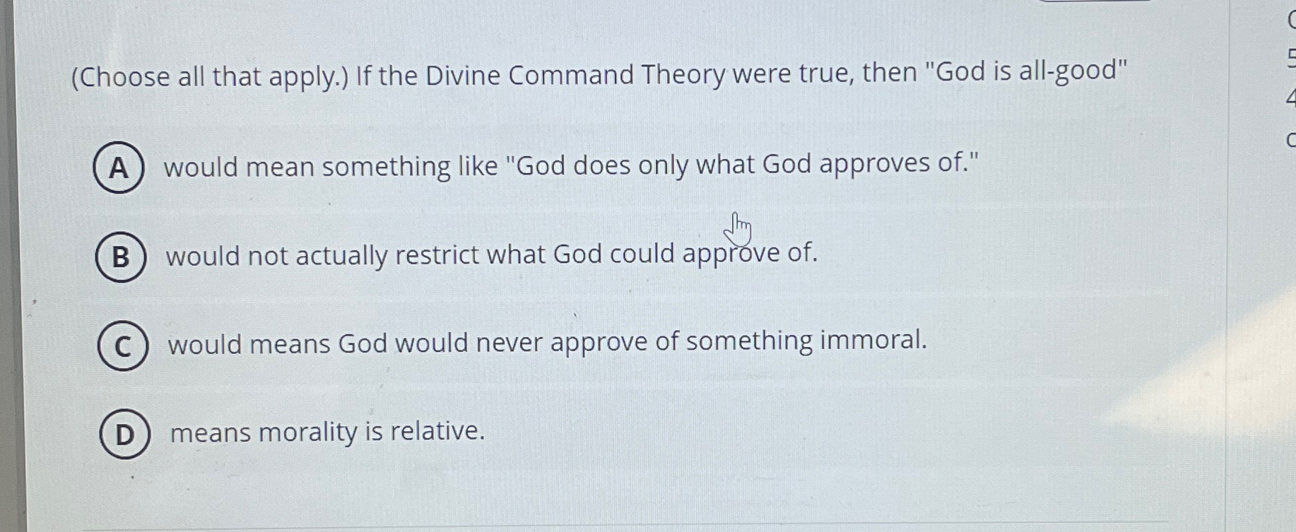 Solved (Choose all that apply.) ﻿If the Divine Command | Chegg.com