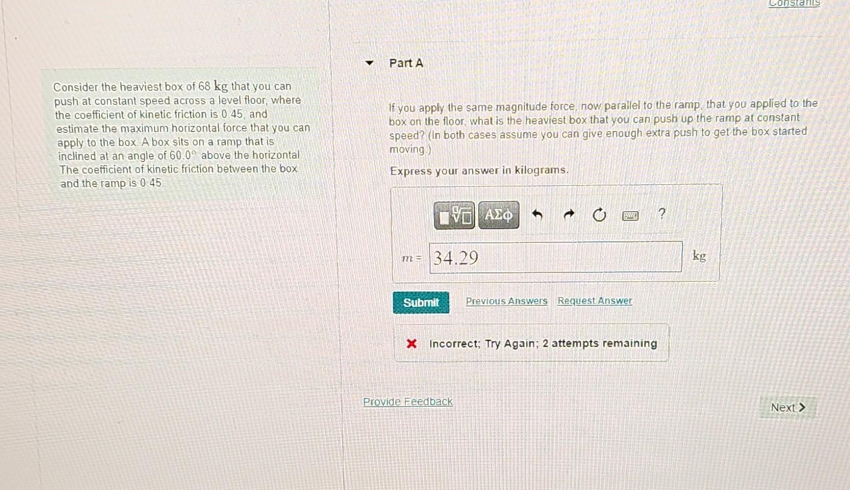 Solved Consider the heaviest box of 68 kg that you can push | Chegg.com