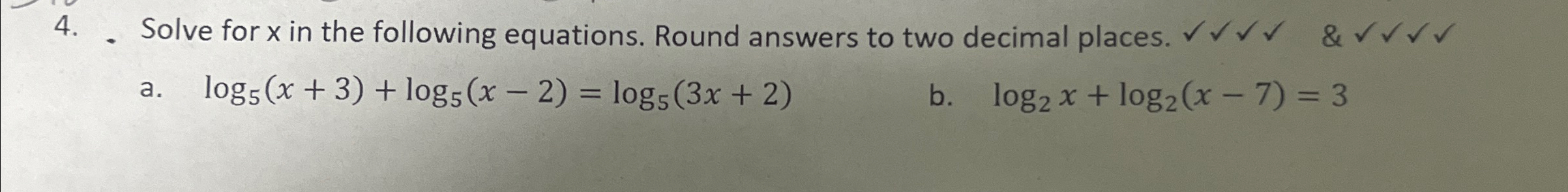 Solved Solve for x ﻿in the following equations. Round | Chegg.com