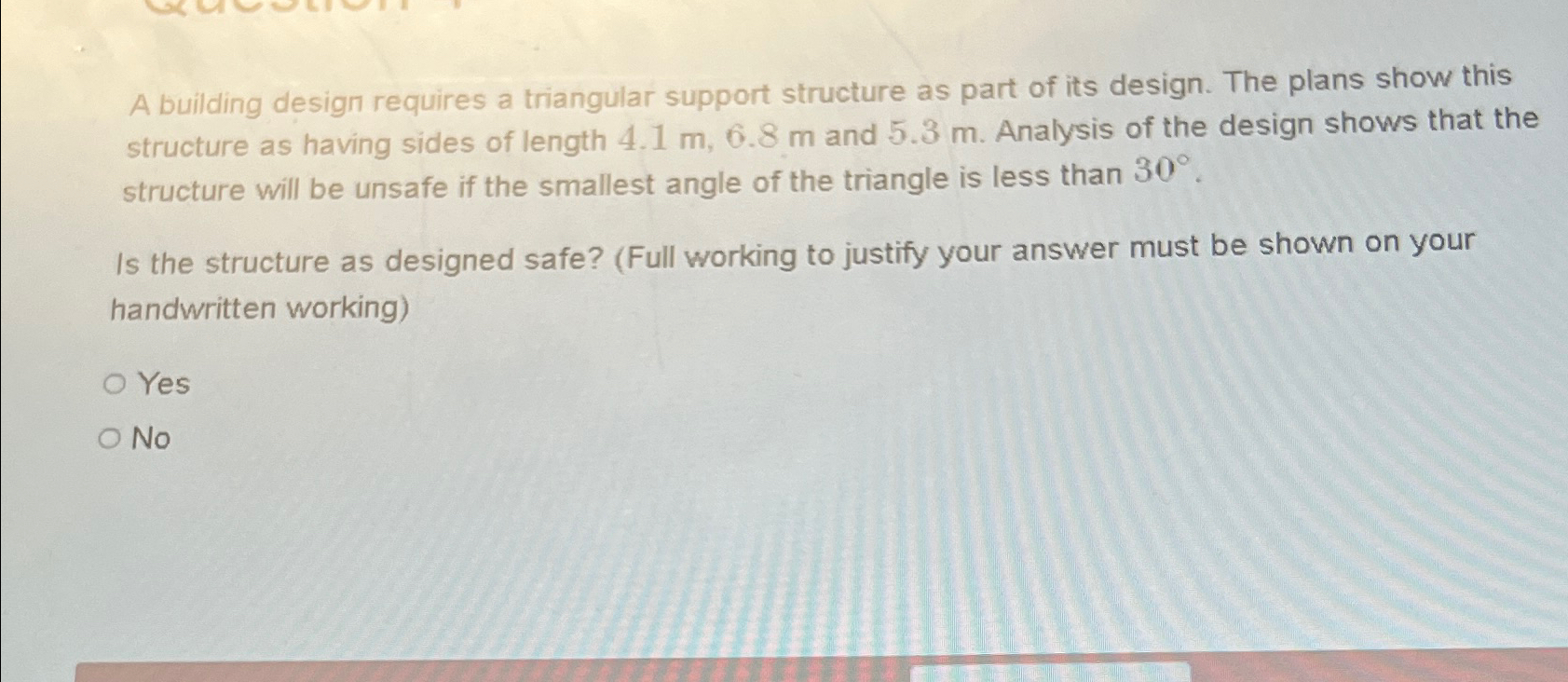Solved A building design requires a triangular support | Chegg.com