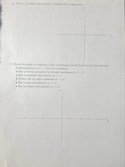 Solved (6) ﻿What is an infinite discontinuity? Explain with | Chegg.com
