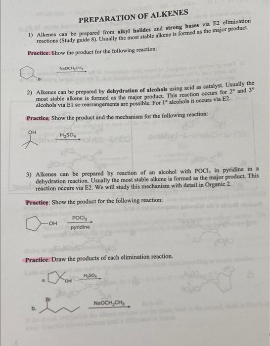 Solved PREPARATION OF ALKENES 1) Alkenes can be prepared | Chegg.com