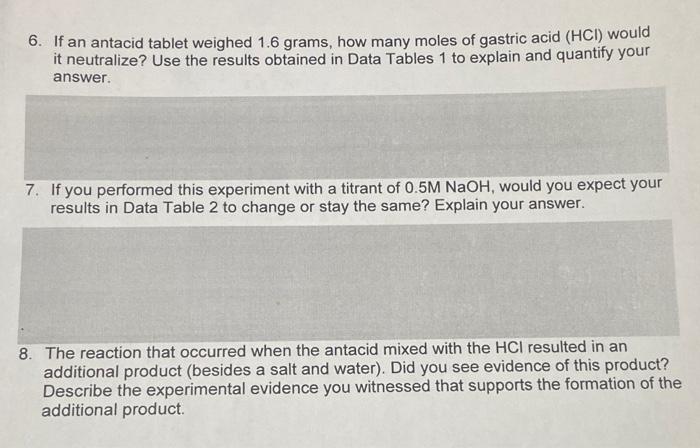 Solved Data Table 1: Antacid Neutralization Data trial #1 | Chegg.com