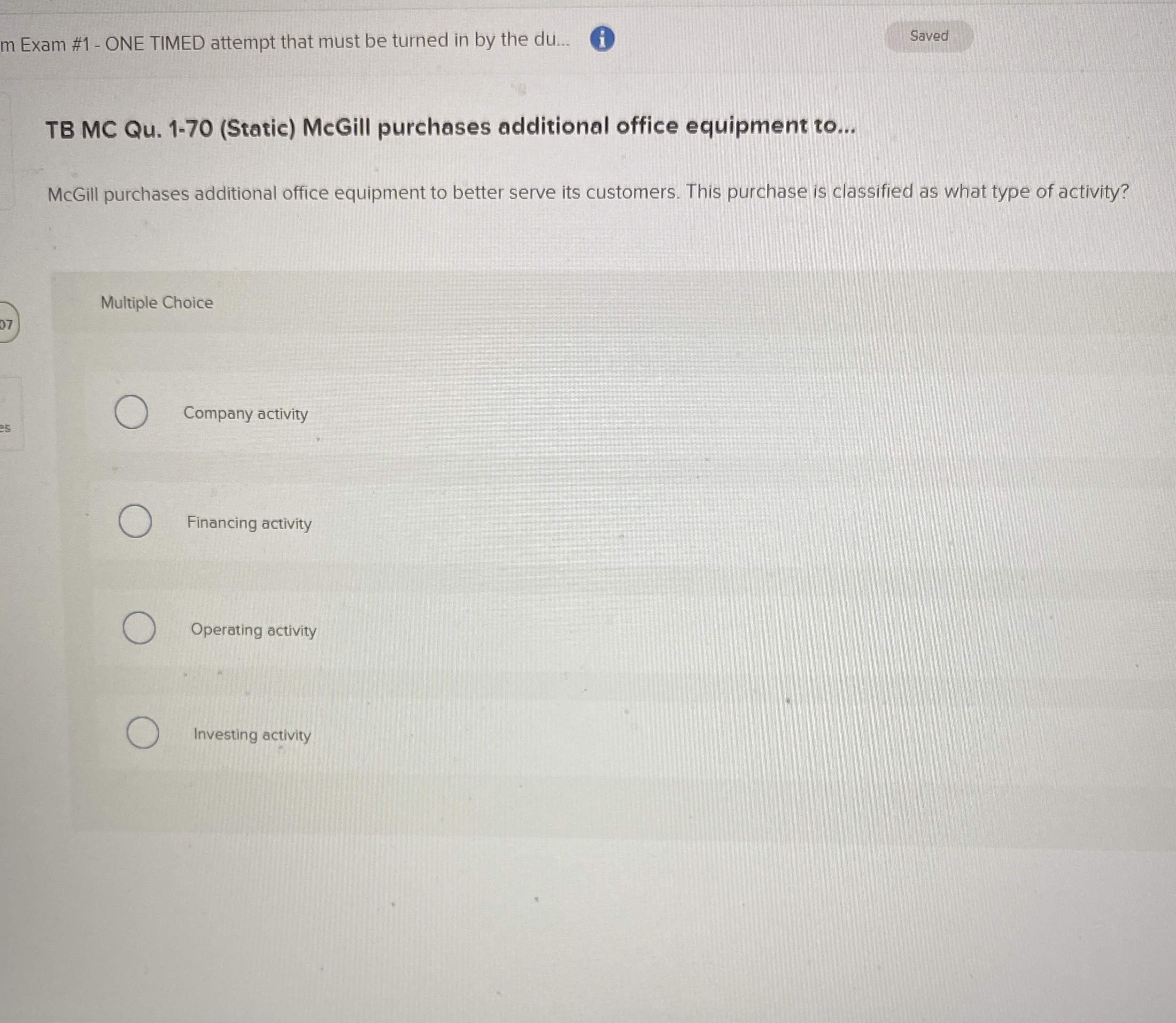 Solved TB MC Qu. 1-70 (Static) ﻿McGill purchases additional | Chegg.com
