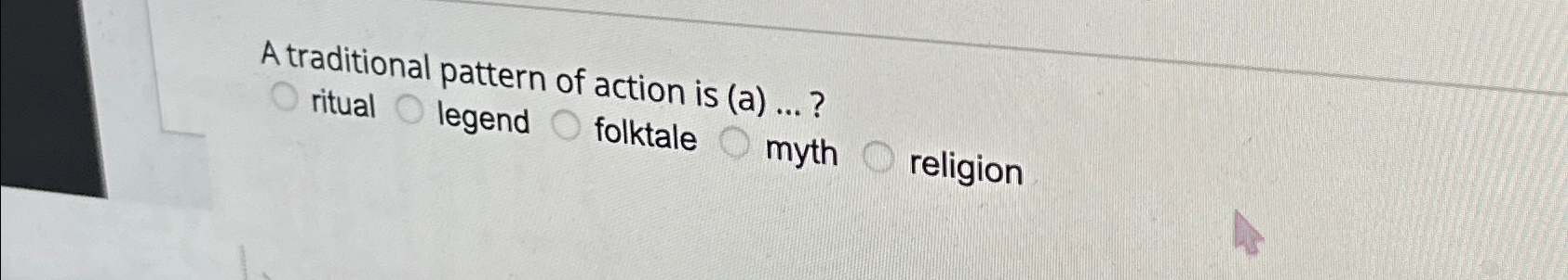 Solved A traditional pattern of action is (a) ... ?ritual | Chegg.com