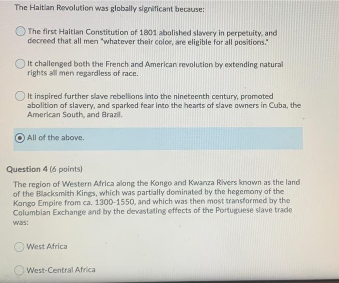 Solved The Haitian Revolution was globally significant | Chegg.com