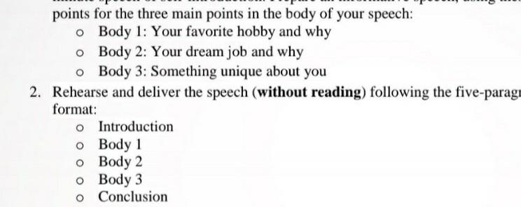 points for the three main points in the body of your | Chegg.com