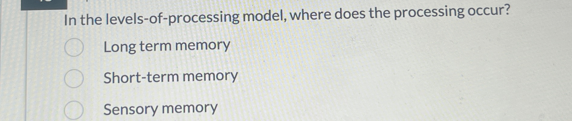 Solved In the levels-of-processing model, where does the | Chegg.com