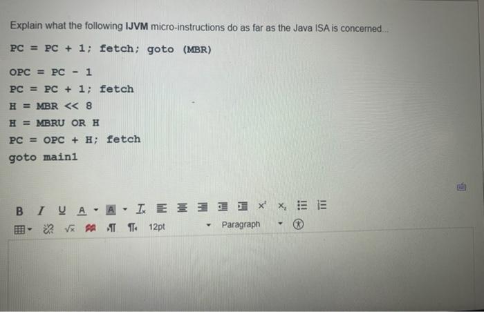 Solved Explain what the following IJVM micro-instructions do | Chegg.com
