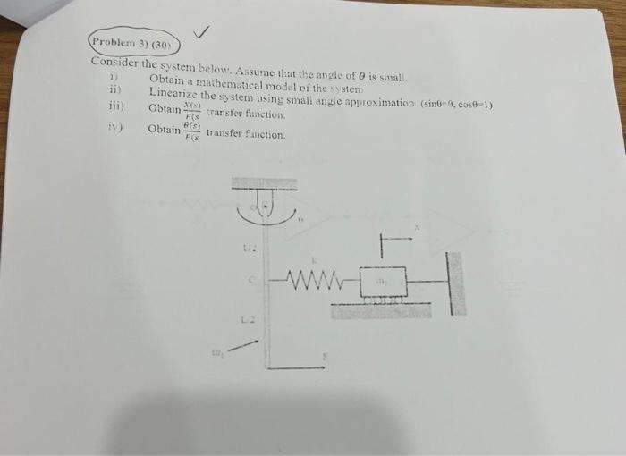 Solved Consider the system below. Assume that the angle of θ | Chegg.com