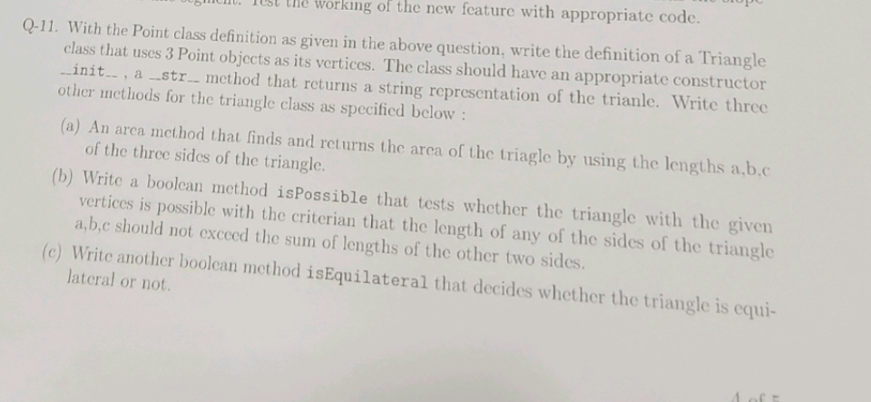 Solved Q-11. ﻿With the Point class definition as given in | Chegg.com