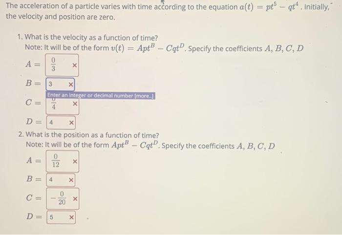Solved The acceleration of a particle varies with time | Chegg.com