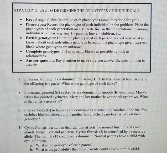 Solved STRATEGY 2: USE TO DETERMINE THE GENOTYPES OF | Chegg.com