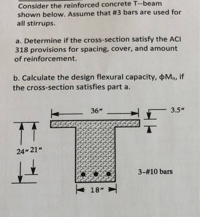 Solved Consider the reinforced concrete T--beam shown below. | Chegg.com