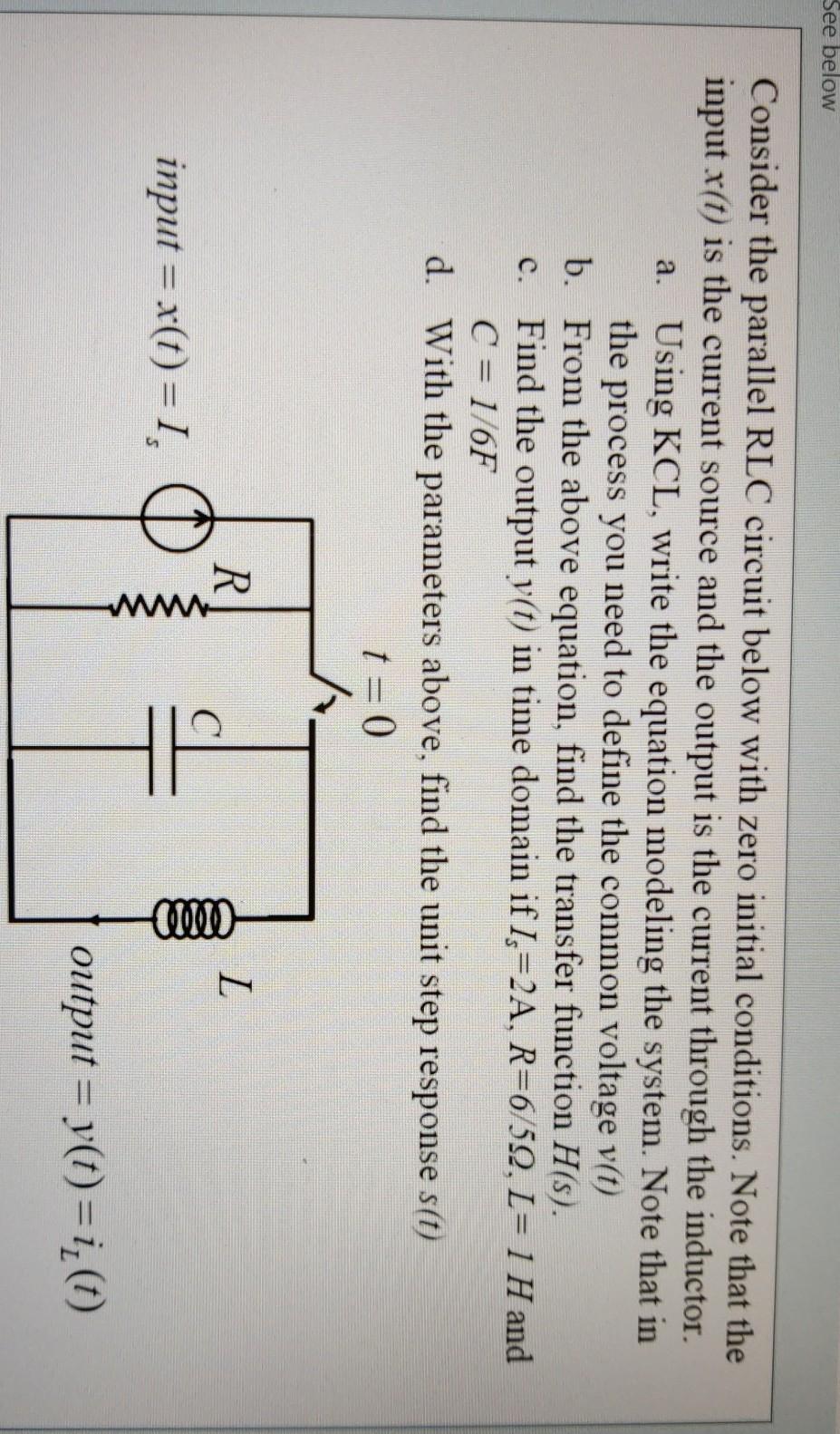 Solved See below Consider the parallel RLC circuit below | Chegg.com