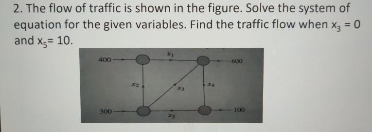 Solved 2. The flow of traffic is shown in the figure. Solve | Chegg.com