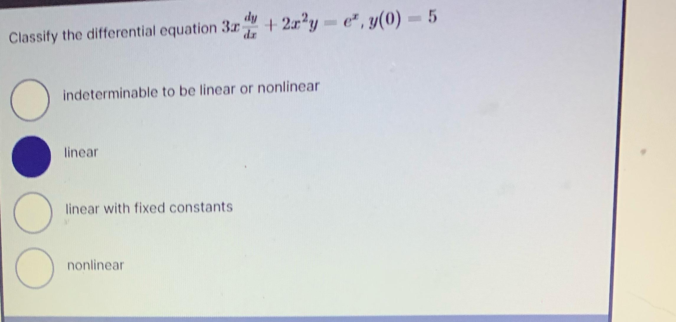 Solved Classify the differential equation | Chegg.com