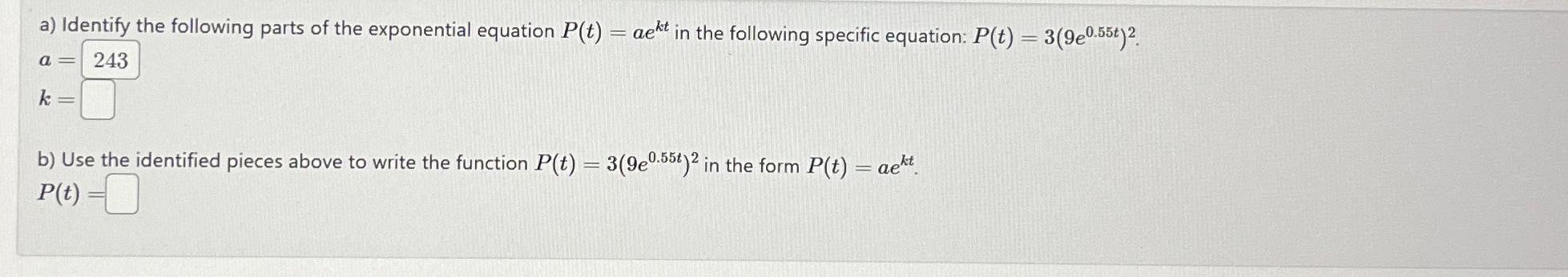 Solved a) ﻿Identify the following parts of the exponential | Chegg.com