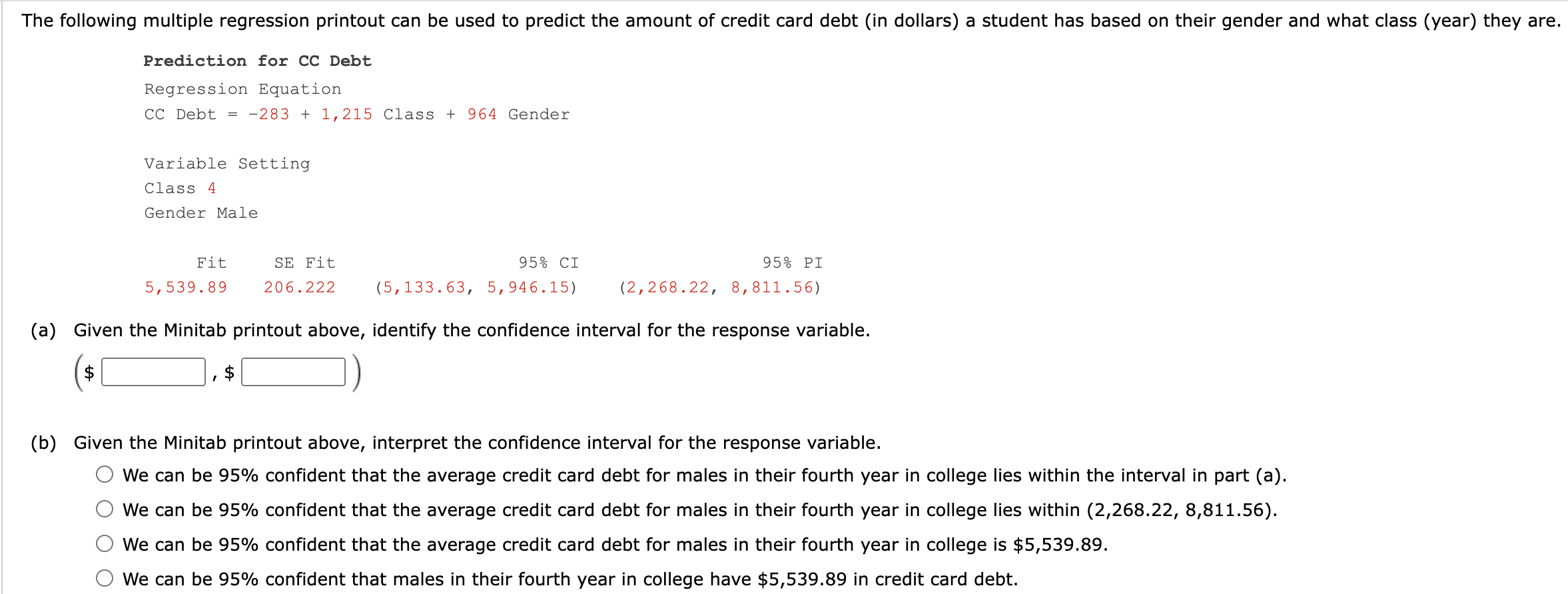 Solved The following multiple regression printout can be | Chegg.com
