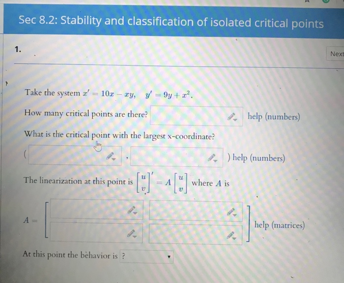 Solved Sec 8.2: Stability and classification of isolated | Chegg.com
