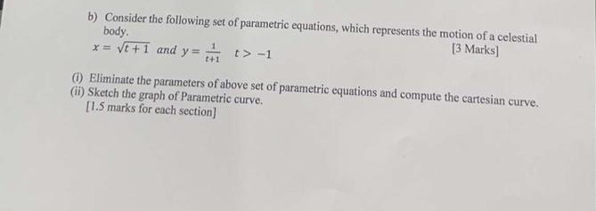 Solved b) ﻿Consider the following set of parametric | Chegg.com