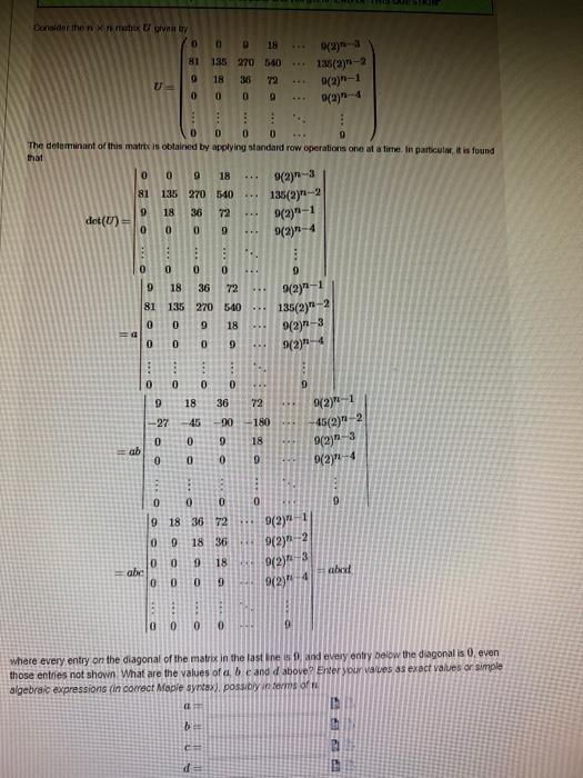 Solved LINE CAFESTRIN Consider the nxn matrix & given try 0 | Chegg.com