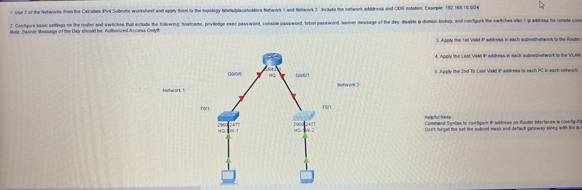 1. ﻿Use 2 ﻿of the Networks from the Calculate IPv4 | Chegg.com