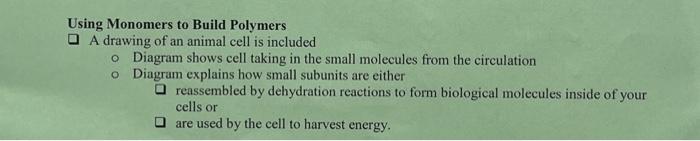 Solved Using Monomers to Build Polymers A drawing of an | Chegg.com