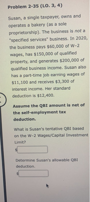 Solved Problem 2-35 (LO. 3, 4) Susan, a single taxpayer, | Chegg.com
