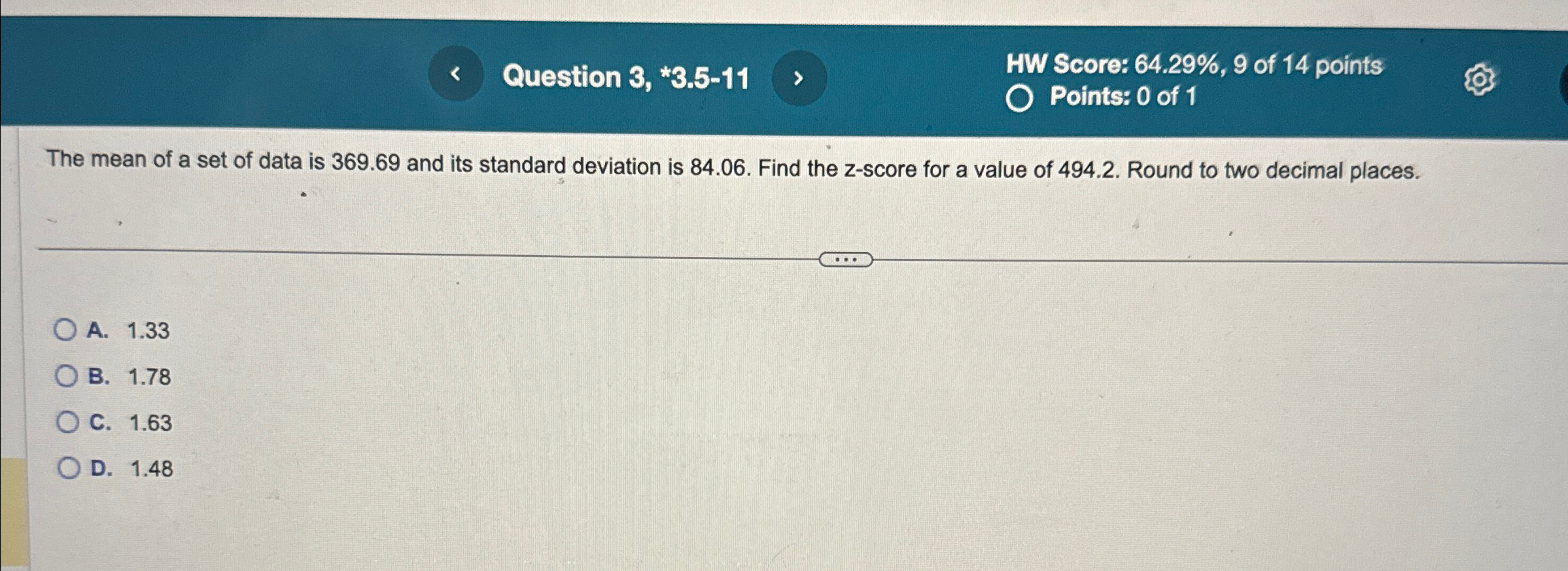 Solved Question 3, *3.5-11HW Score: 64.29%,9 ﻿of 14 | Chegg.com