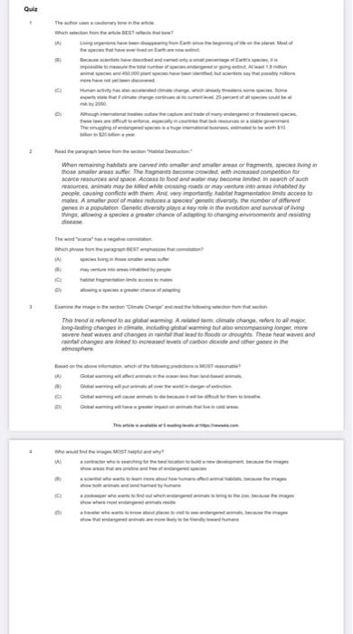 Animal endangerment and its causes கால் போர்கள் பல | Chegg.com