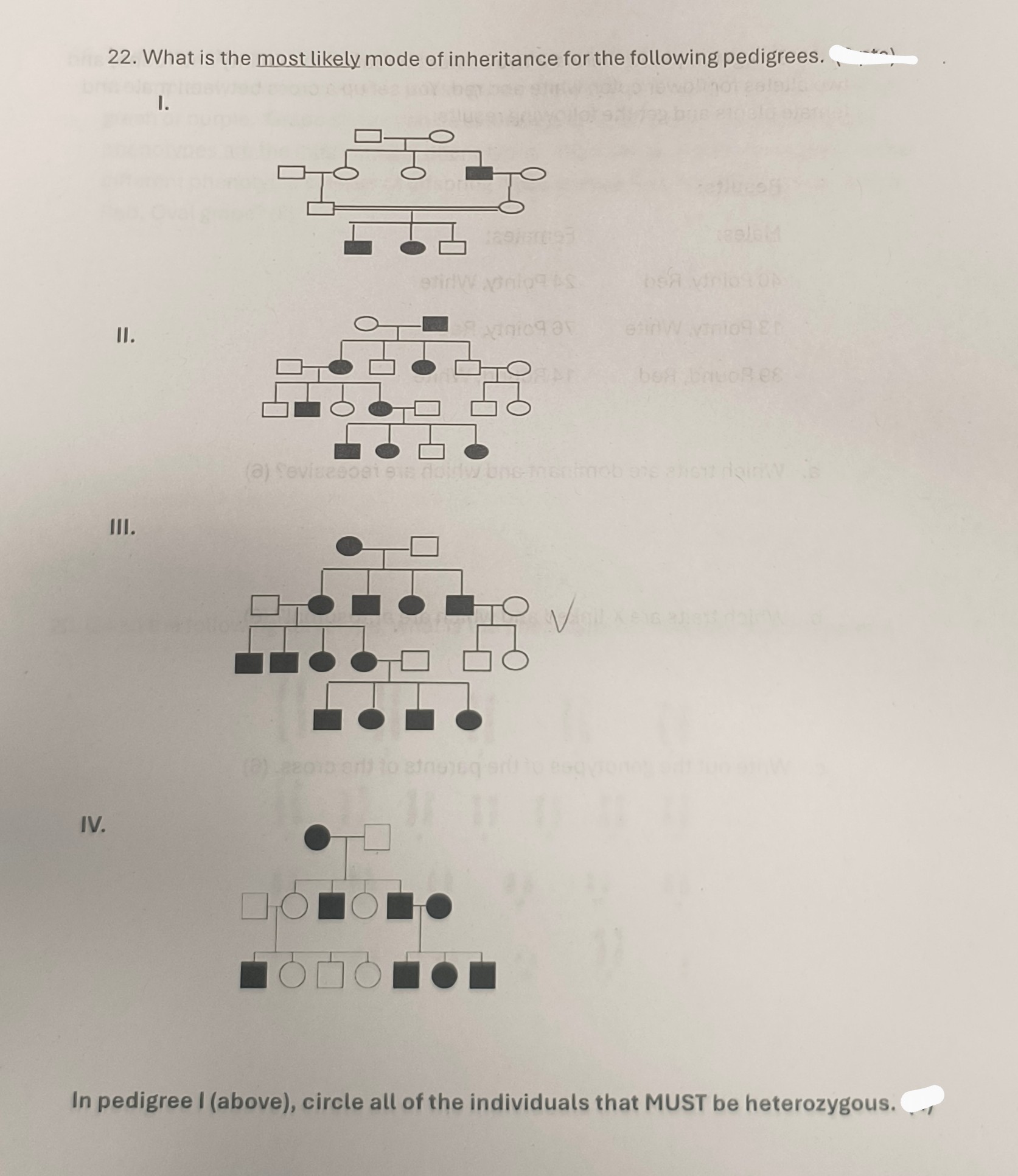 Solved What is the most likely mode of inheritance for each | Chegg.com
