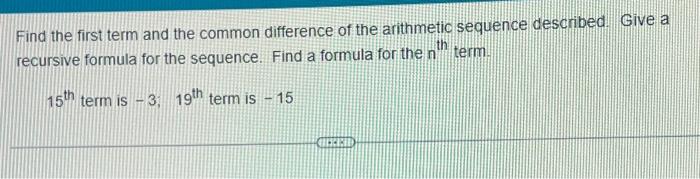 Solved Find the first term and the common difference of the | Chegg.com