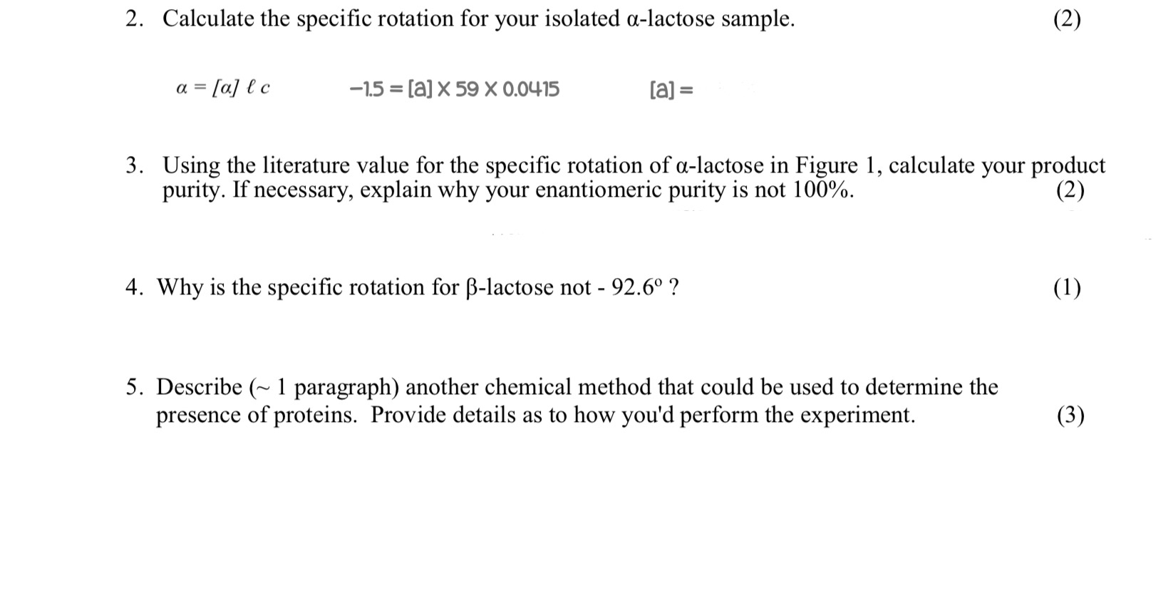 Solved Calculate the specific rotation for your isolated | Chegg.com