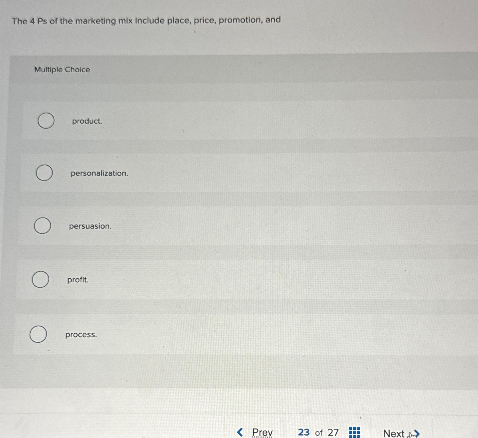 Solved The 4 ﻿Ps of the marketing mix include place, price, | Chegg.com