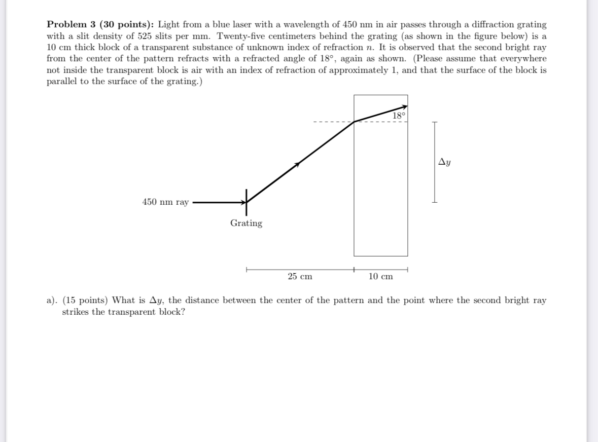 Solved Problem 3 (30 points): Light from a blue laser with | Chegg.com Solved Problem 3 (30 points): Light from a blue laser with | Chegg.com