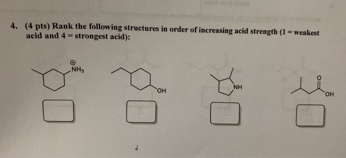 Solved Rank the following in order of increasing acid | Chegg.com