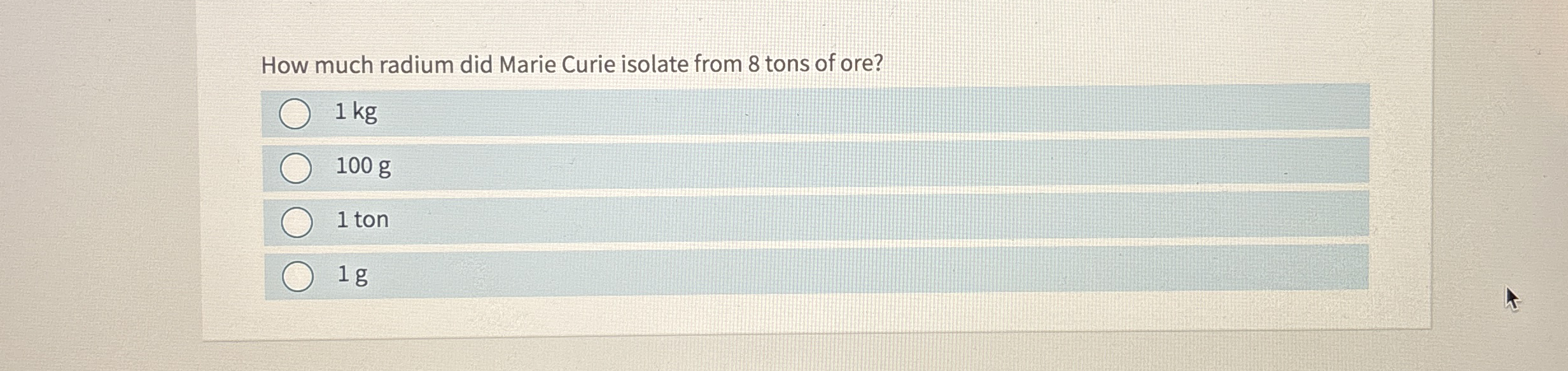How much radium did Marie Curie isolate from 8 ﻿tons | Chegg.com